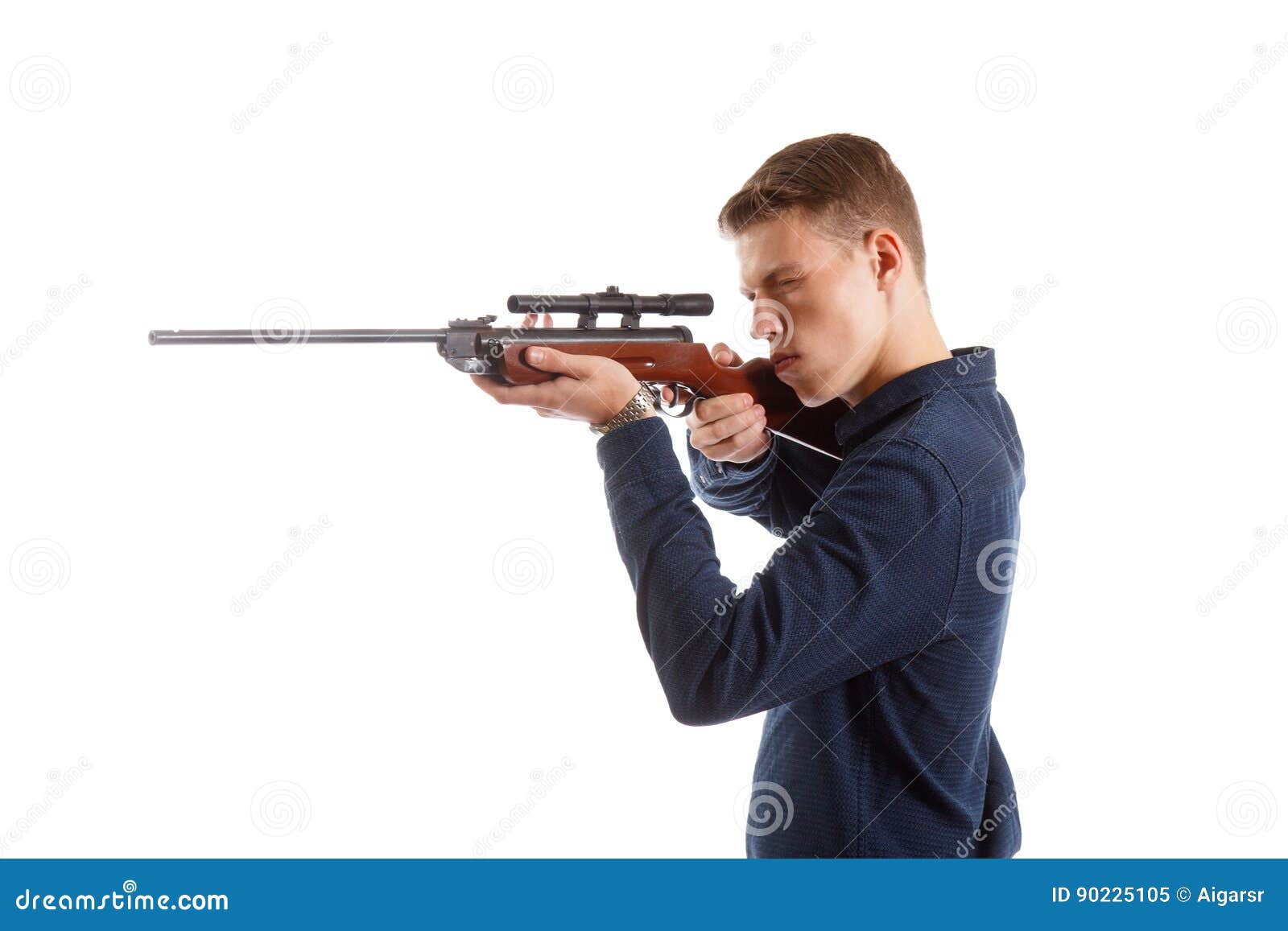 Aiming a rifle stock image. Image of caucasian, guard - 90225105