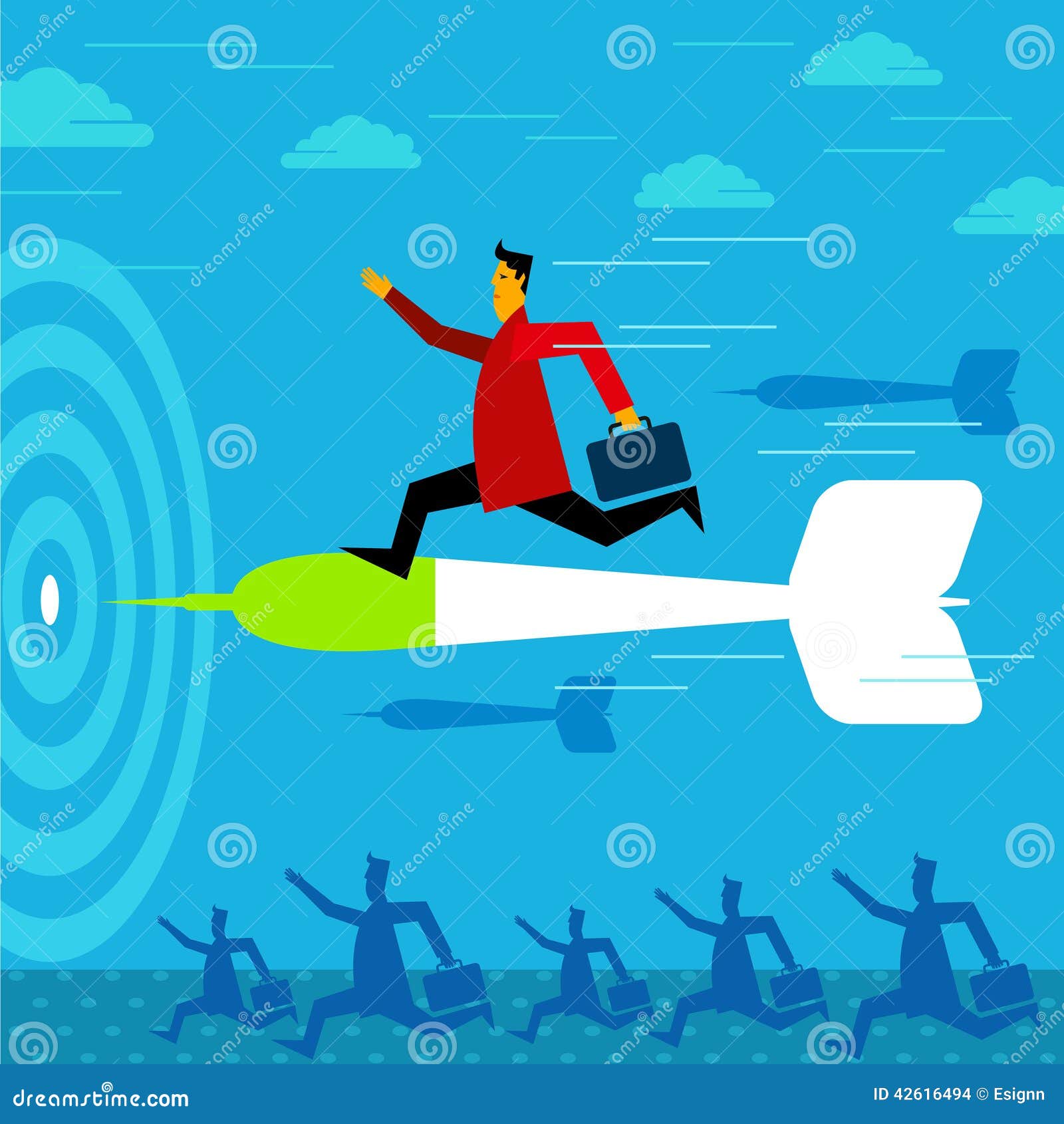 Aiming at Target - Running Businessman Stock Vector - Illustration of ...