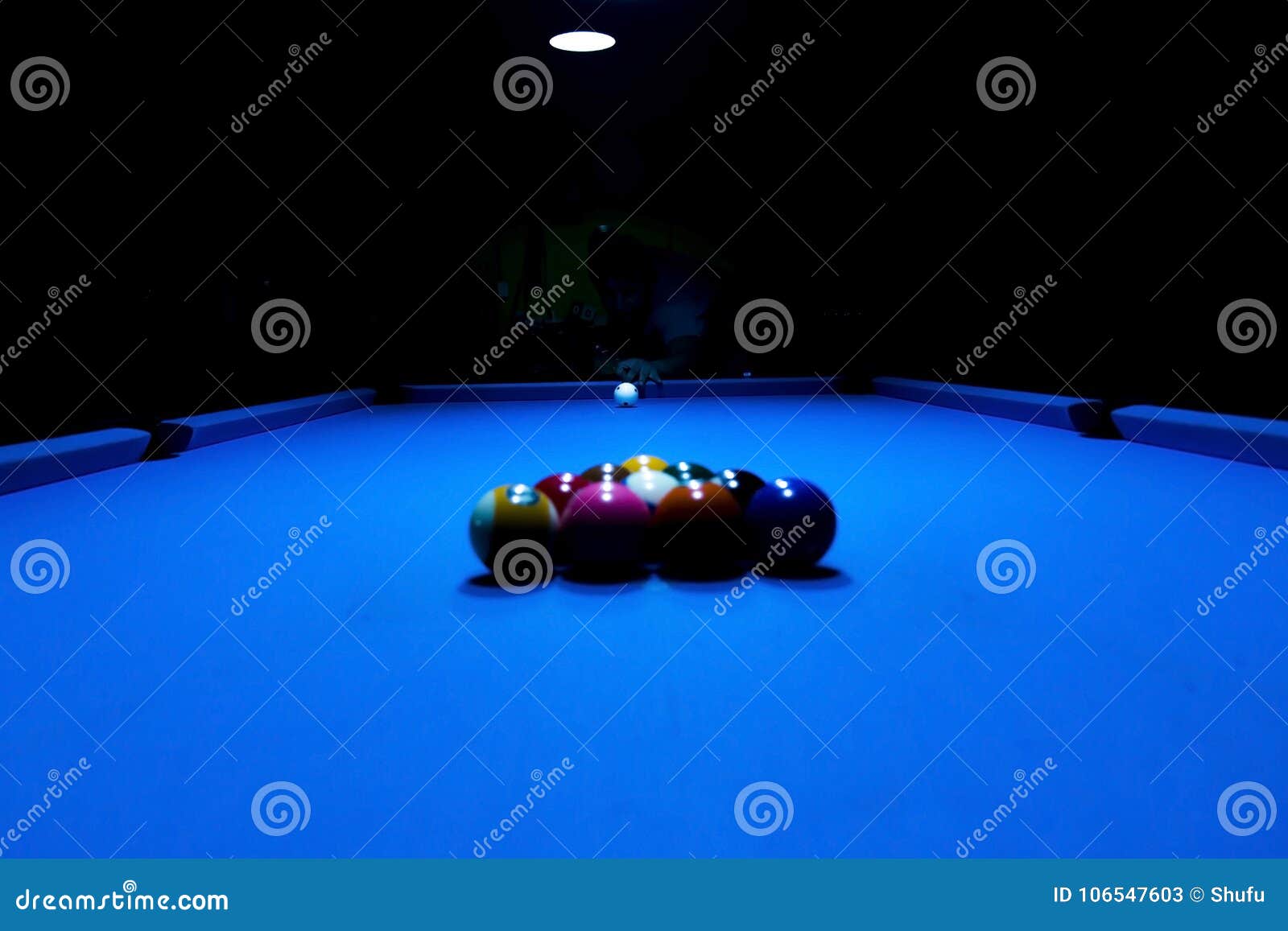 Aiming for an Initial Kick at the Billiard Pool Table Stock Image ...