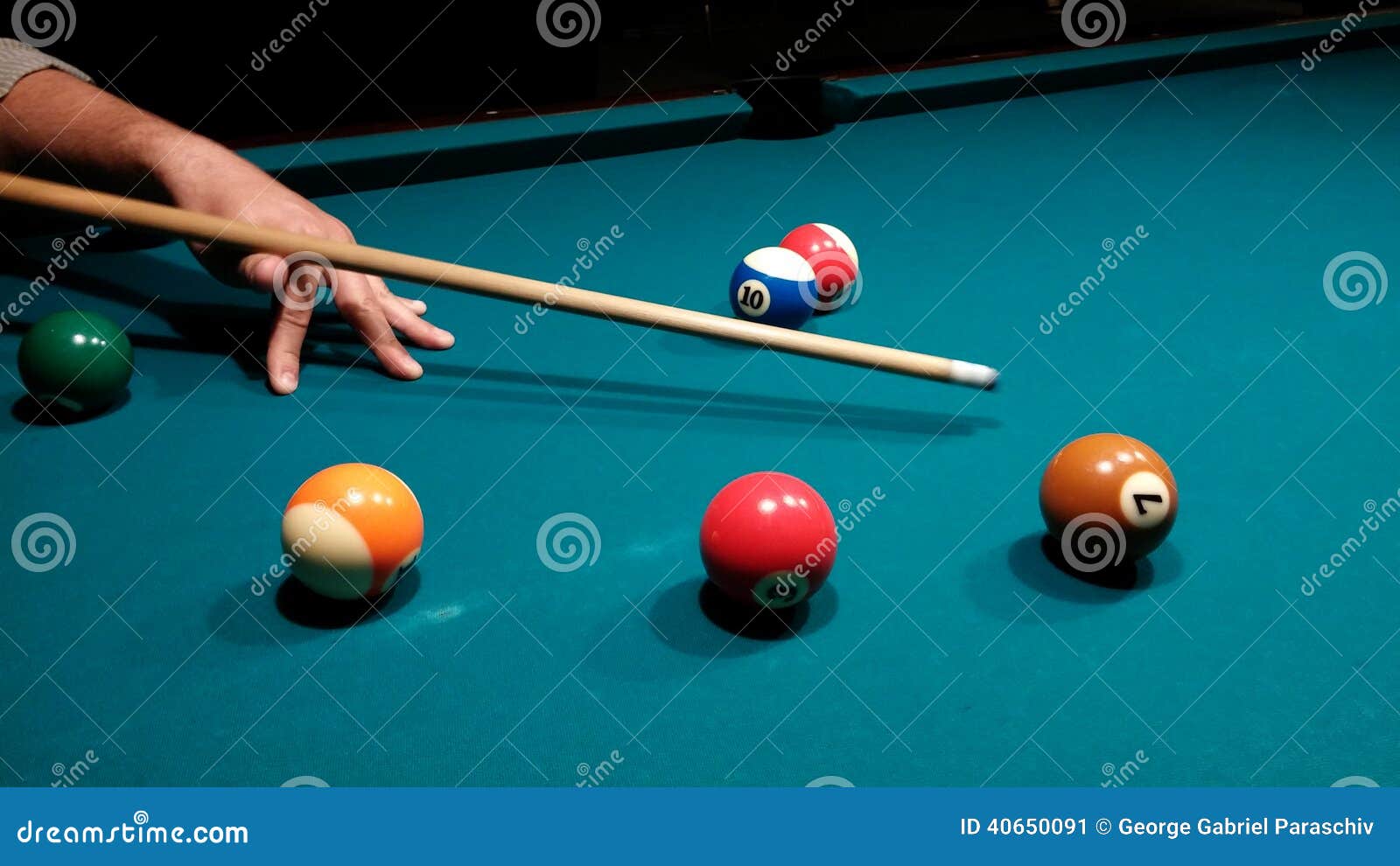 Aiming White Ball - Pool after Shot Stock Image - Image of colours ...