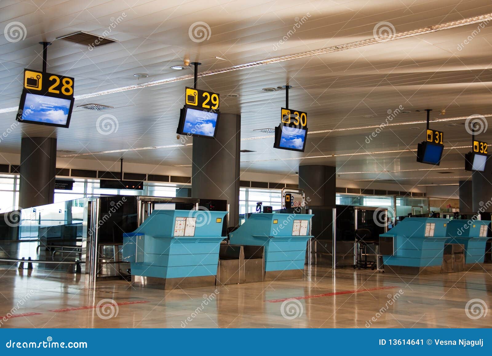 Aiport check-in counters stock image. Image of gate, pass - 13614641