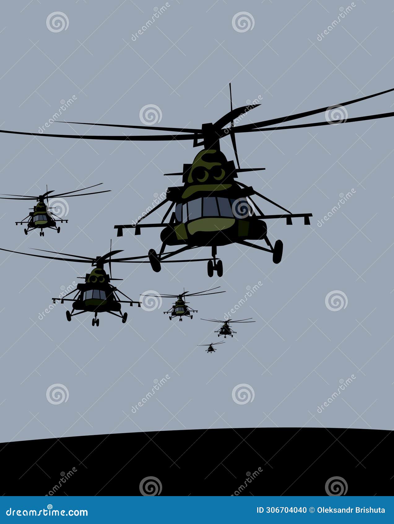 Group Of Combat Helicopters Military Concept Chopper In Air Army Icon ...