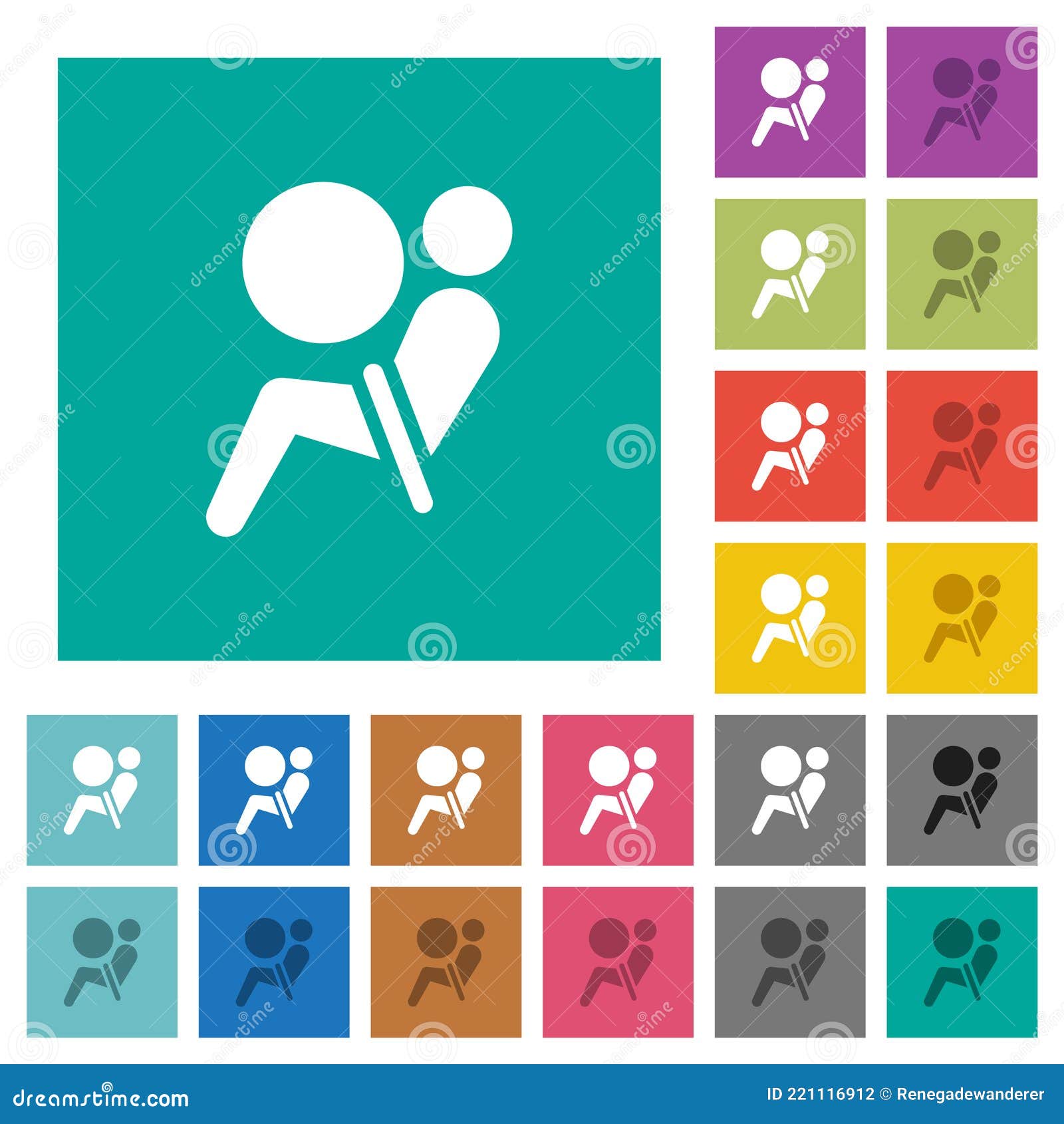Air Bag Dashboard Indicator Square Flat Multi Colored Icons Stock ...