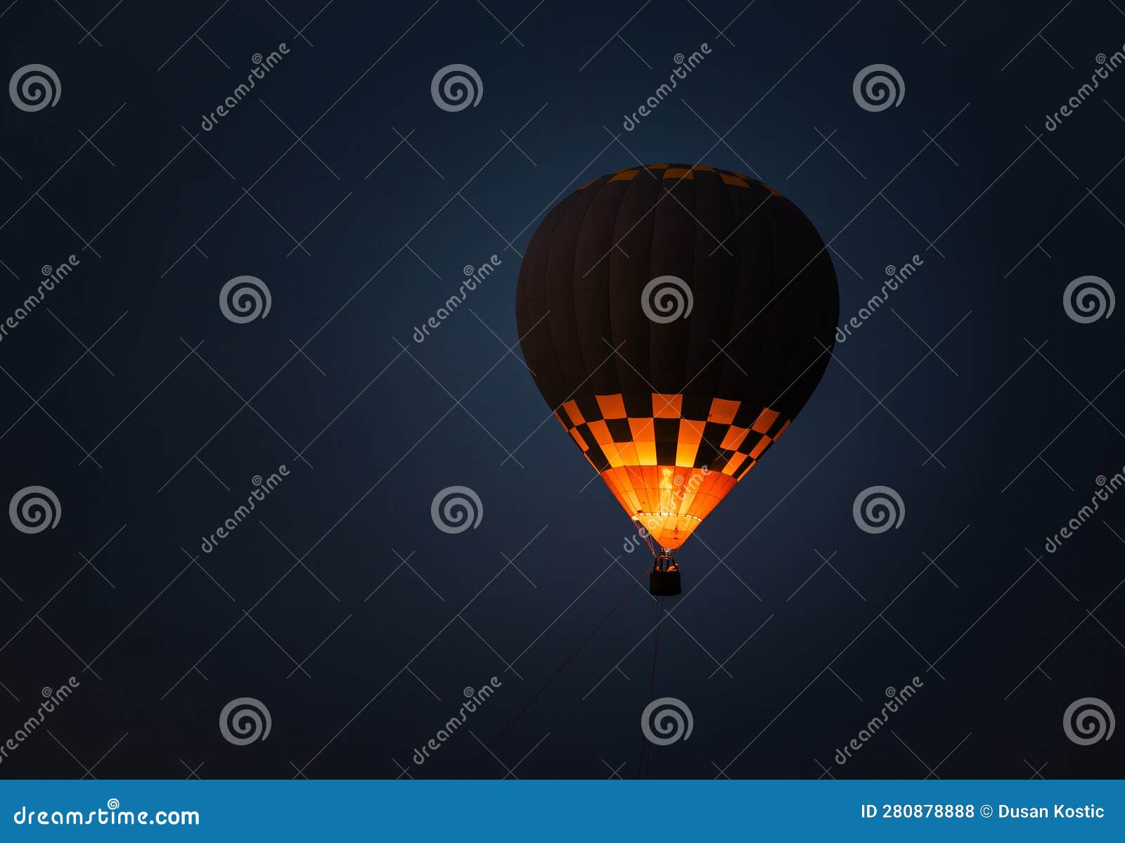 Air Balloon with Bright Burning Flame Flying in the Night Stock Photo ...