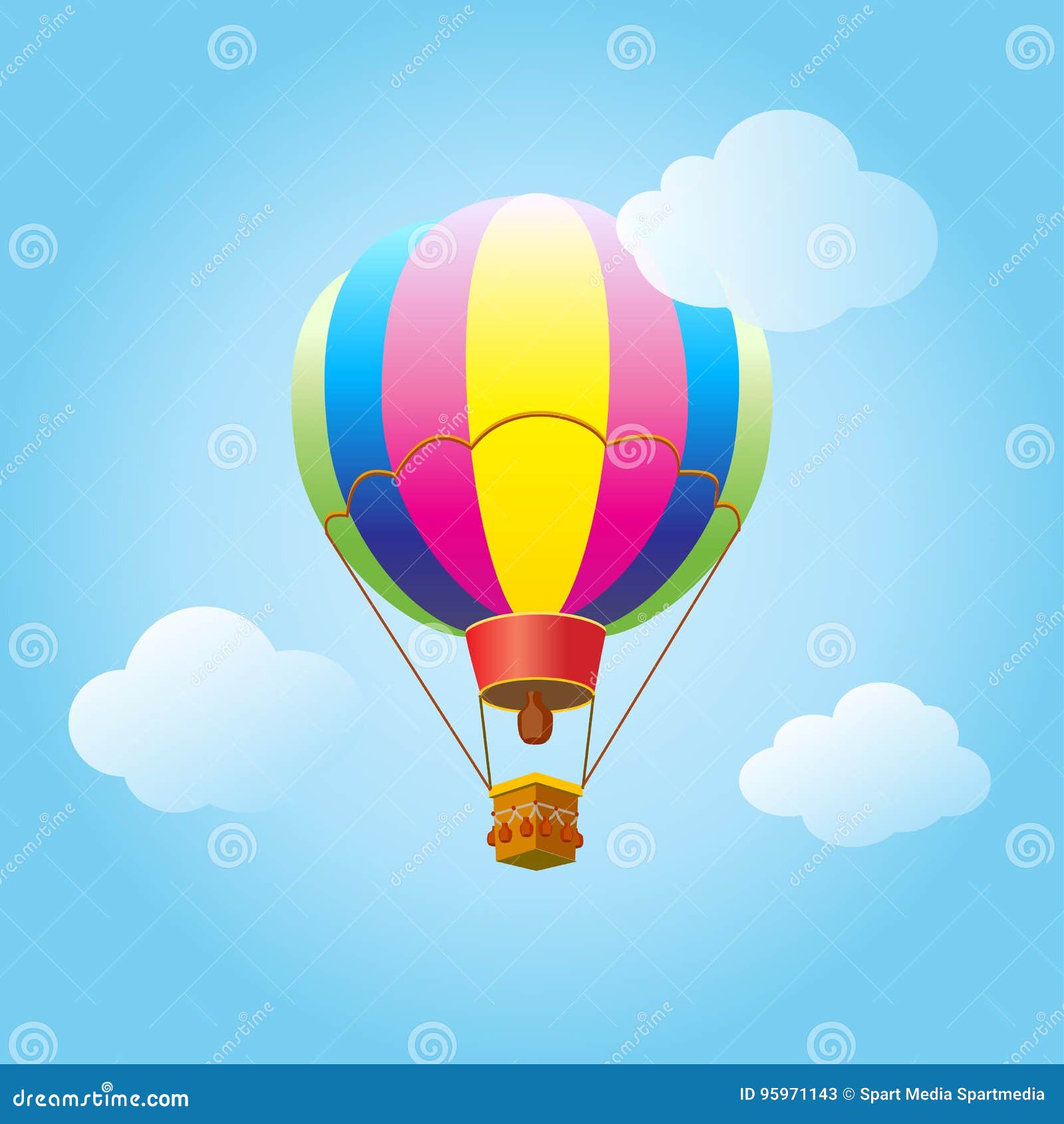 Hot Air Balloon Sky Clouds Cartoon Stock Vector - Illustration of album ... Hot Air Balloon Sky Clouds Cartoon Stock Vector - Illustration of album ...
