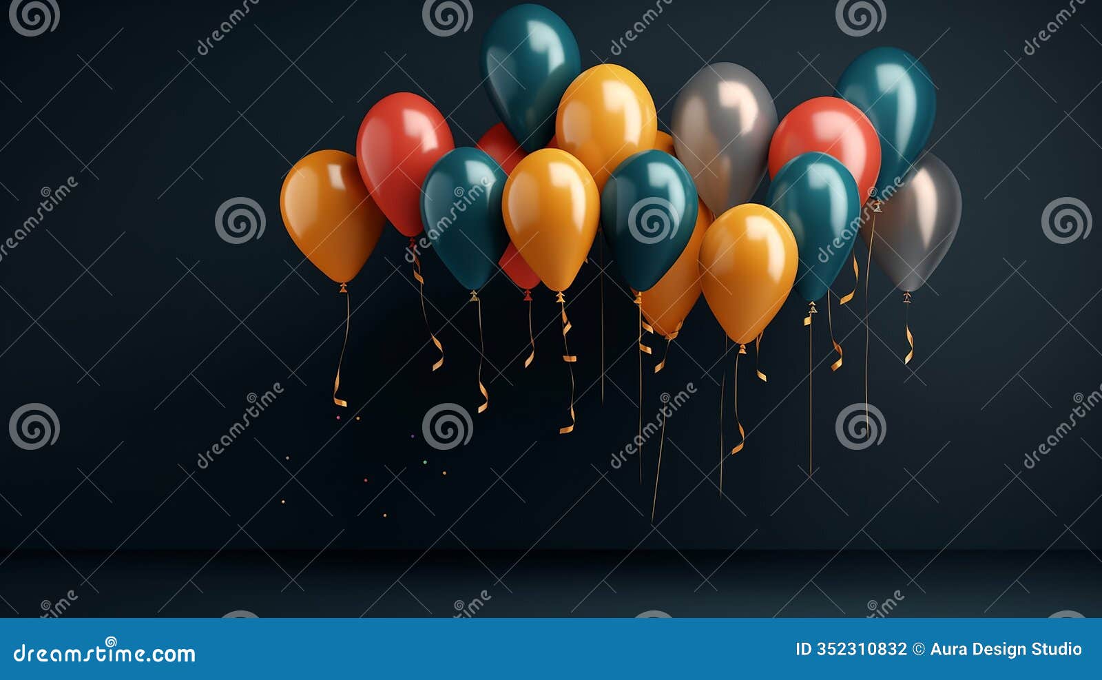 Air Balloons on Black Background Horizontal Banner Stock Photo - Image ...