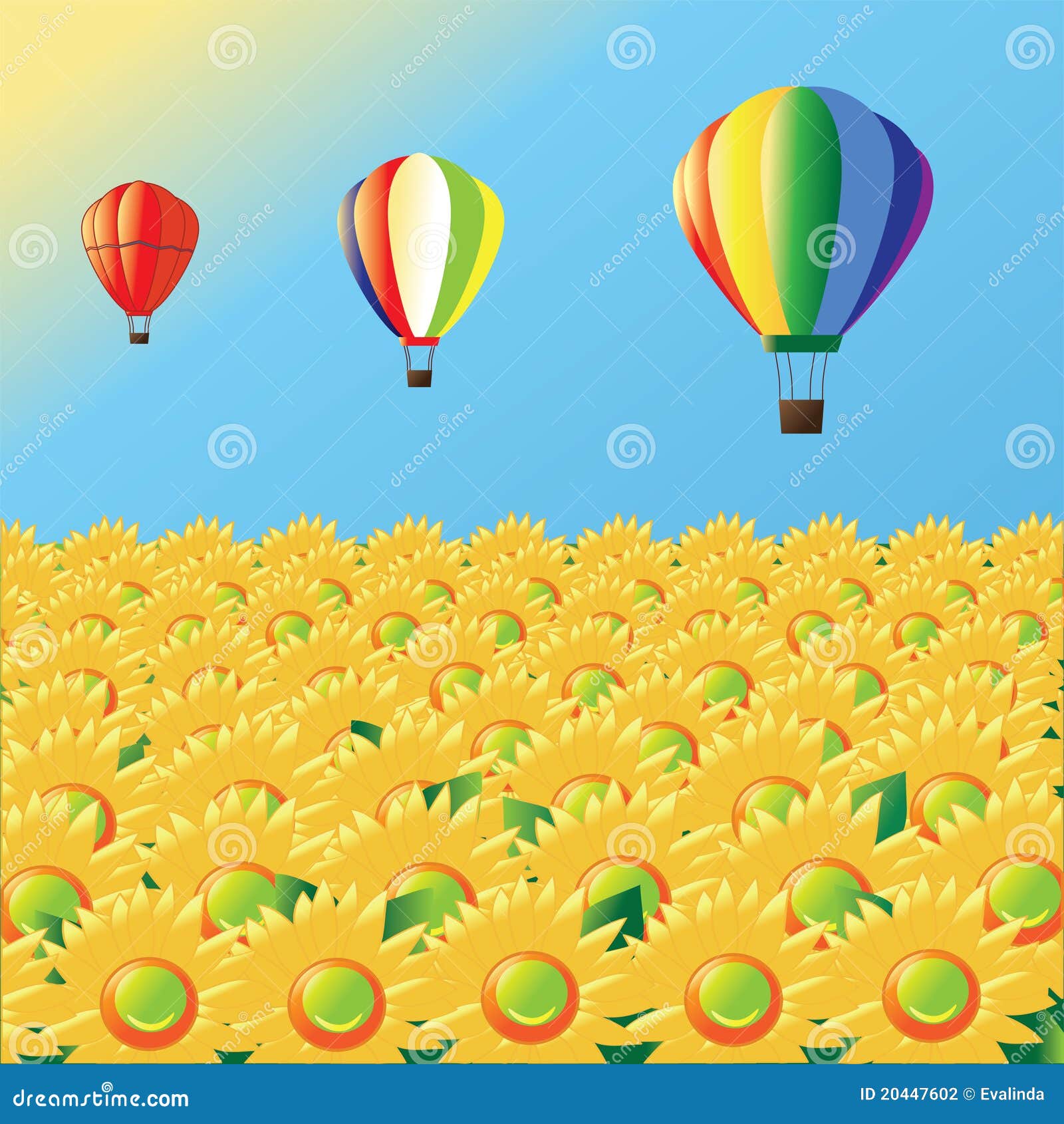 Air Balloons with Sunflowers Stock Vector - Illustration of summer ...