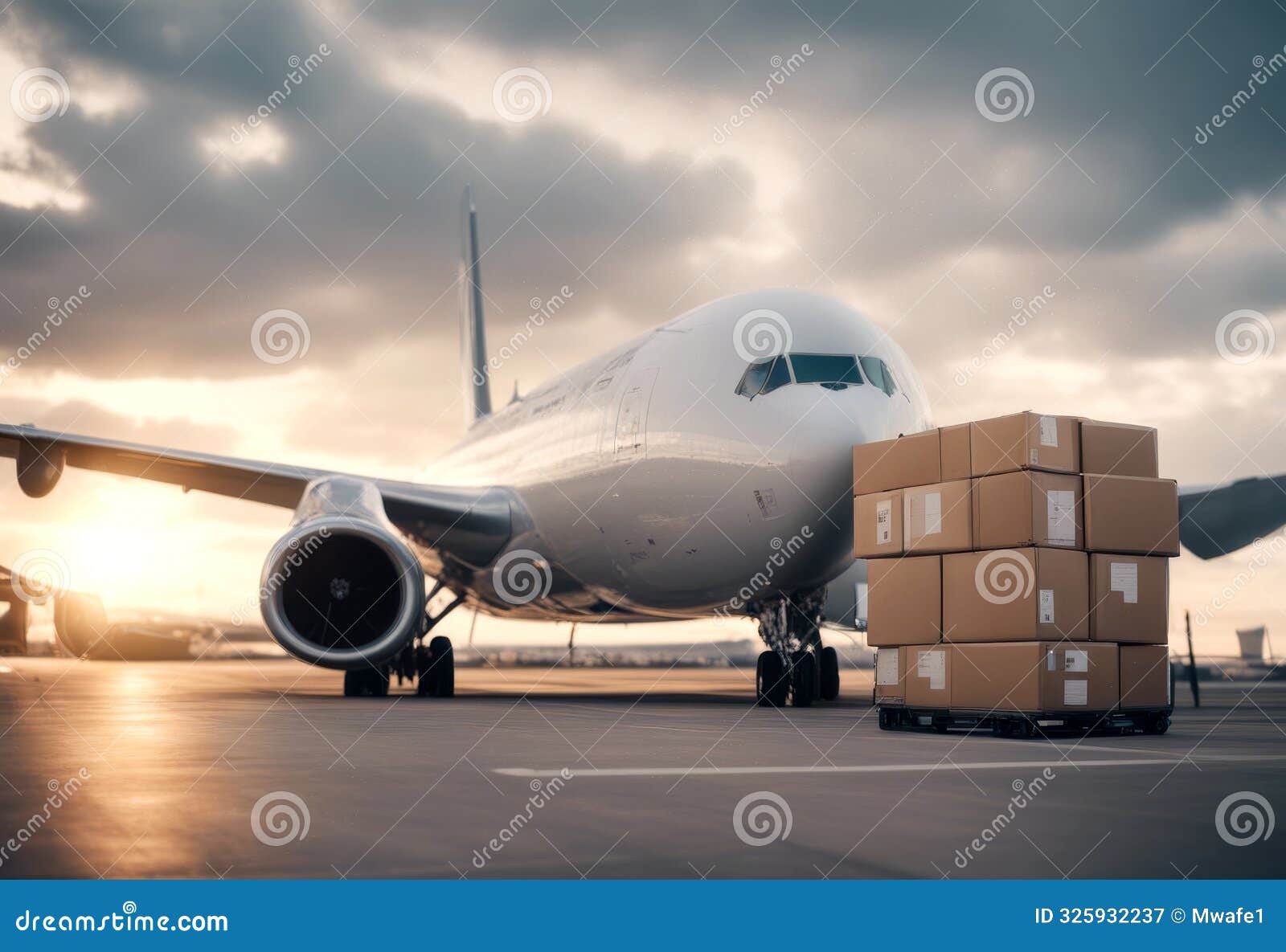 Freight Plane Deliver Parcel Box Silhouette Icon. International Air ...