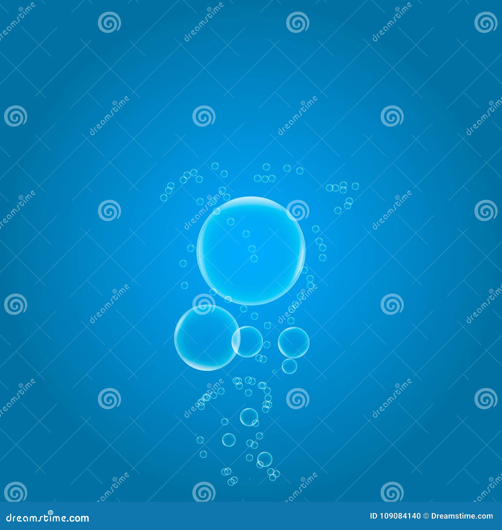 Air Bubbles Design in Blue Water on Gradient Background. Stock Vector ...