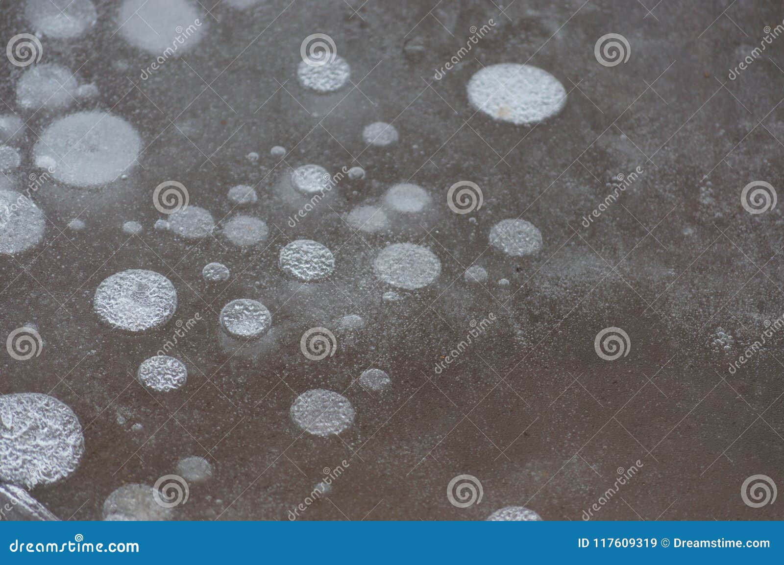 Bubbles Form Below the Ice Sheet Stock Image - Image of puddle, bubbles ...