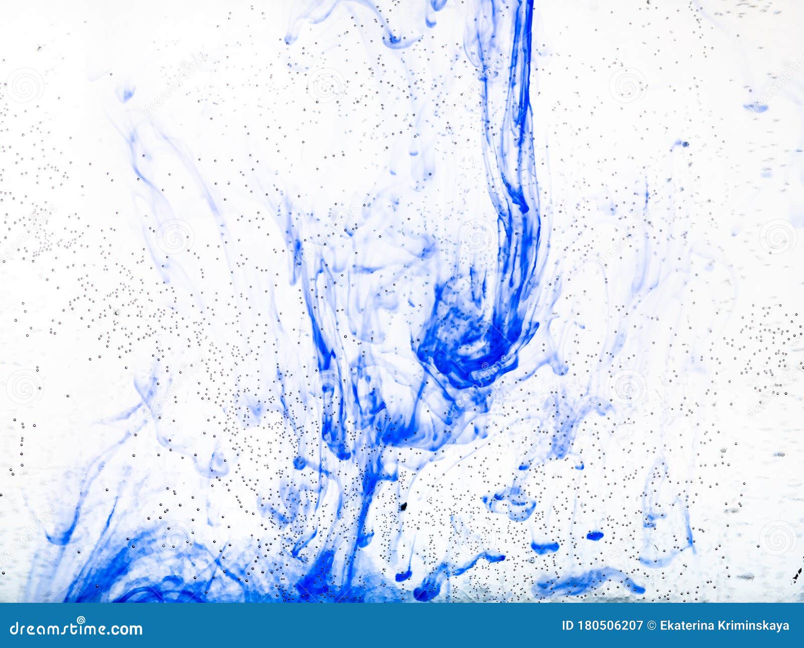Air Bubbles on Glass and Dissolving Blue Ink Stock Image - Image of ...
