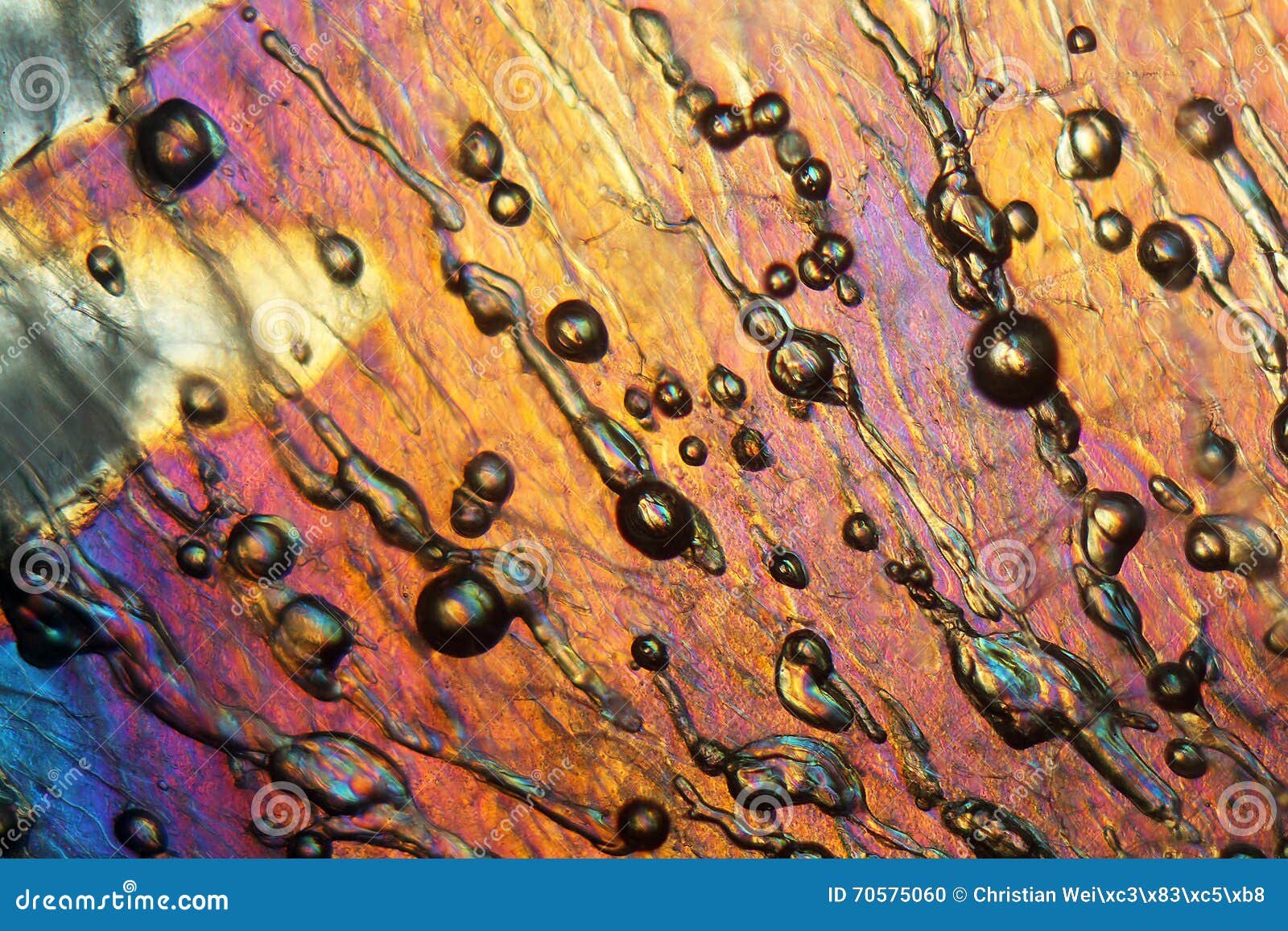 Air Bubbles in Ice Under the Microscope Stock Photo - Image of rainbow ...