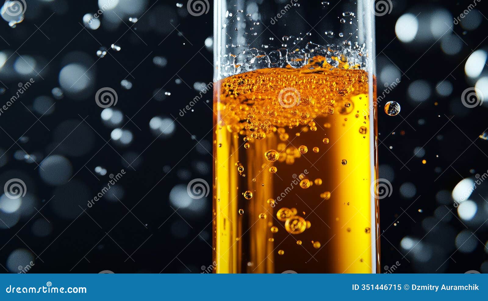 Air Bubbles in Orange Test Tubes Contrasted Against a Dark Background ...