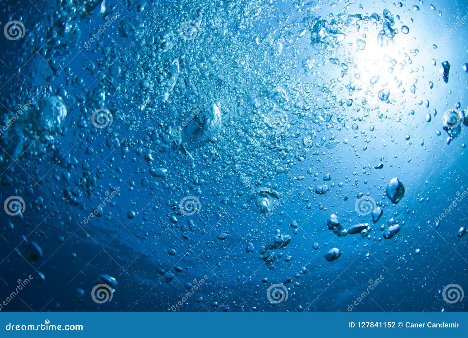 Bubbles with Sunlight Beam Underwater Stock Photo - Image of daylight ...