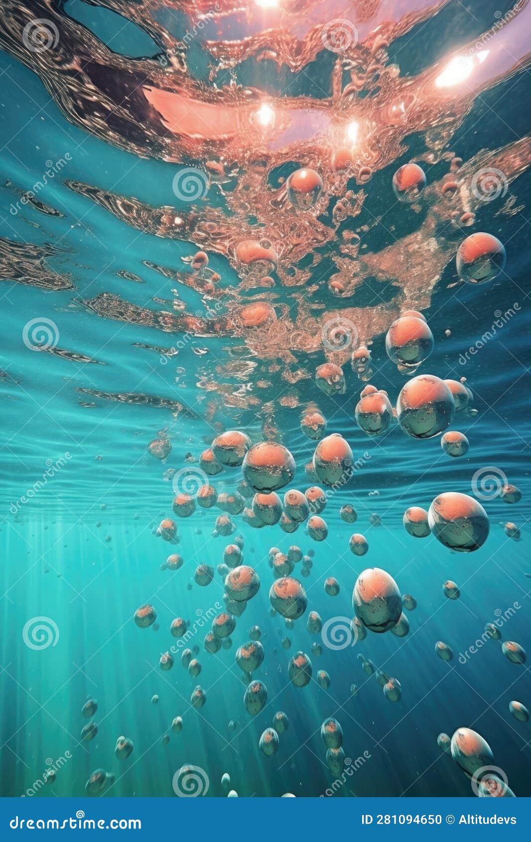 Air Bubbles Rising Up Underwater. Fizzy Drink Carbonated Sparkling ...