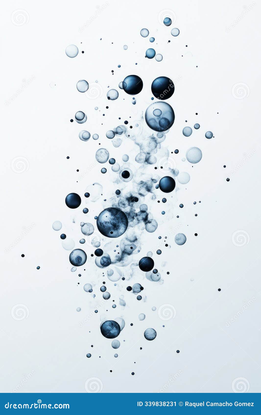 Air Bubbles In Shades Of Blue Floating On A White Background ...