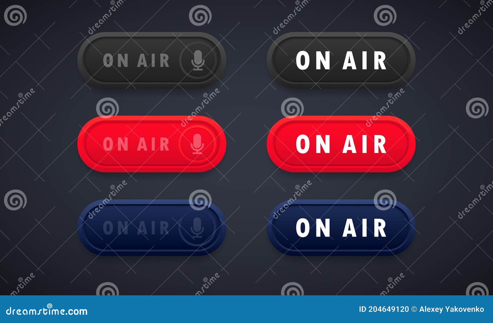 On Air Button. Live Stream Signs. Microphone Symbol. Vector on Isolated ...