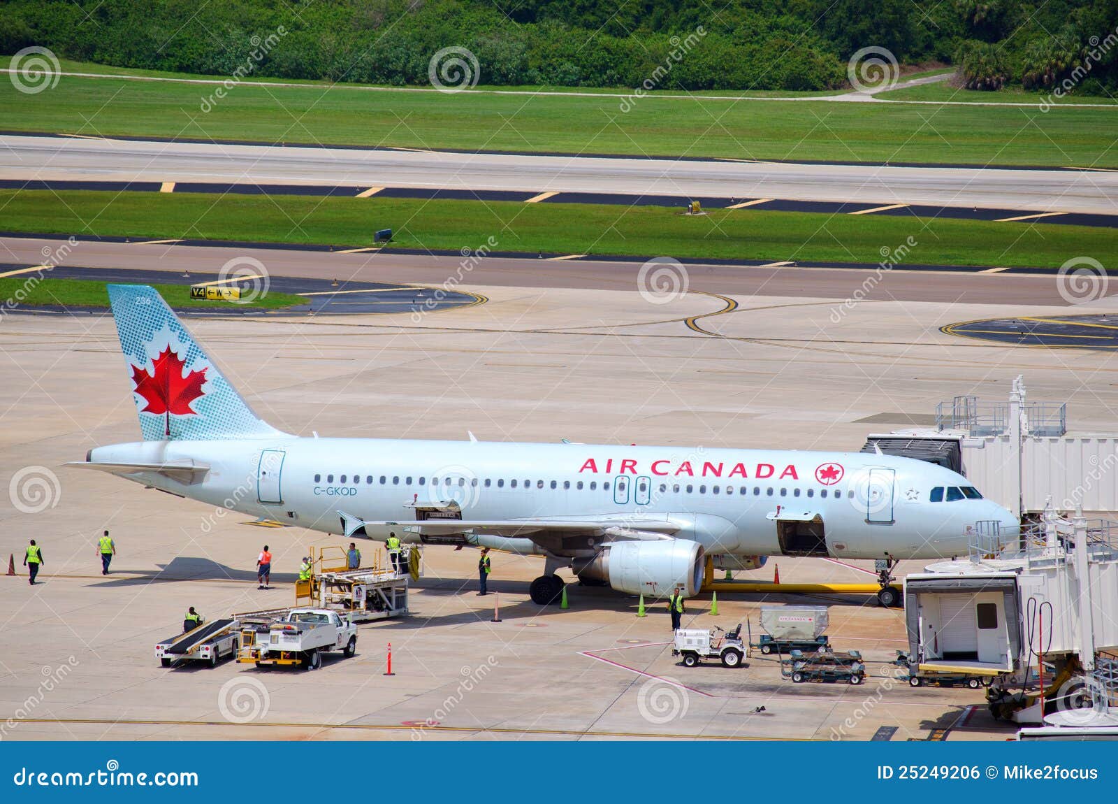 Air Canada Plane Taking Off, ATC Air Traffic Control Tower On ...