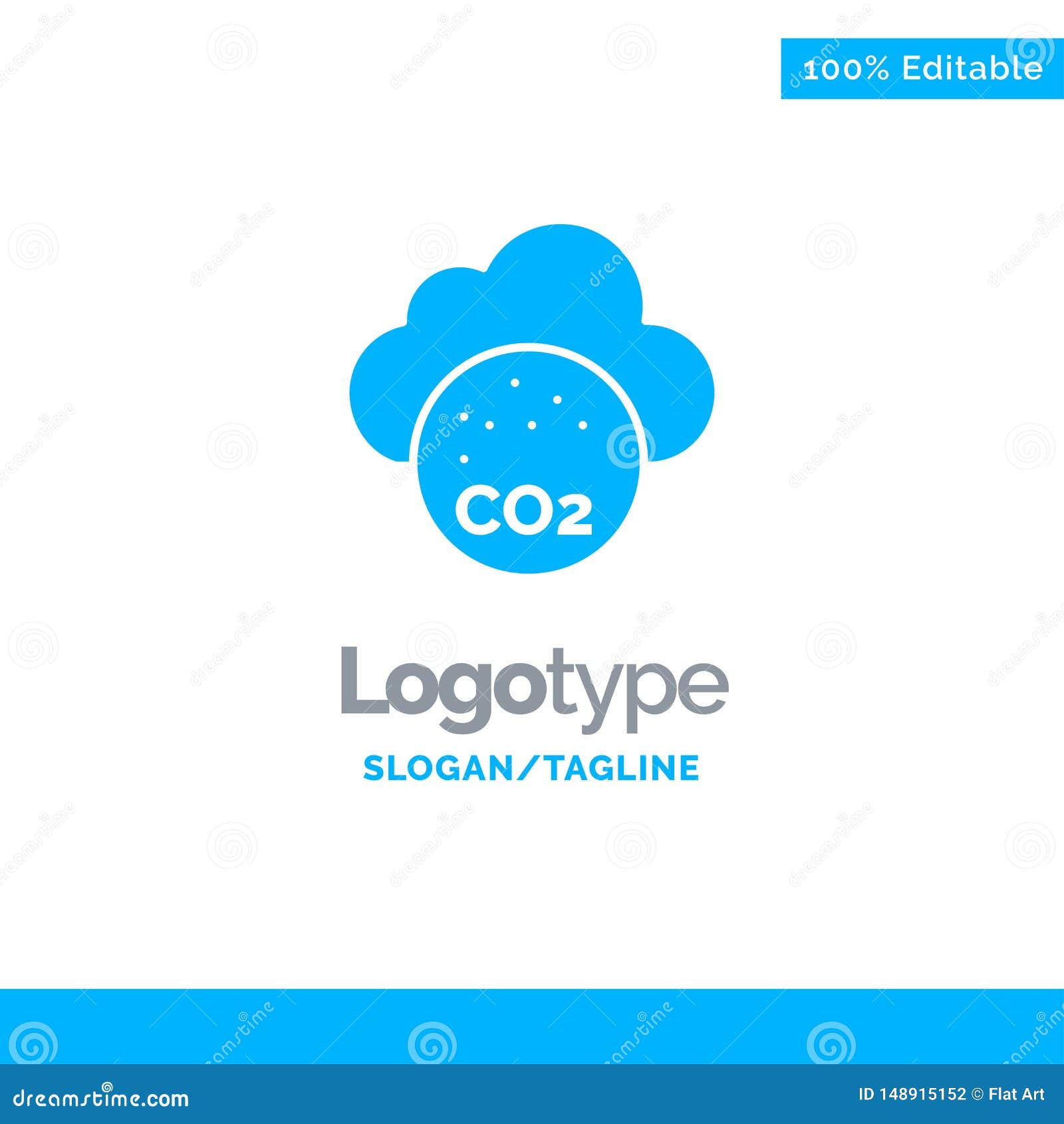 Air, Carbone Dioxide, Co2, Pollution Blue Solid Logo Template. Place ...