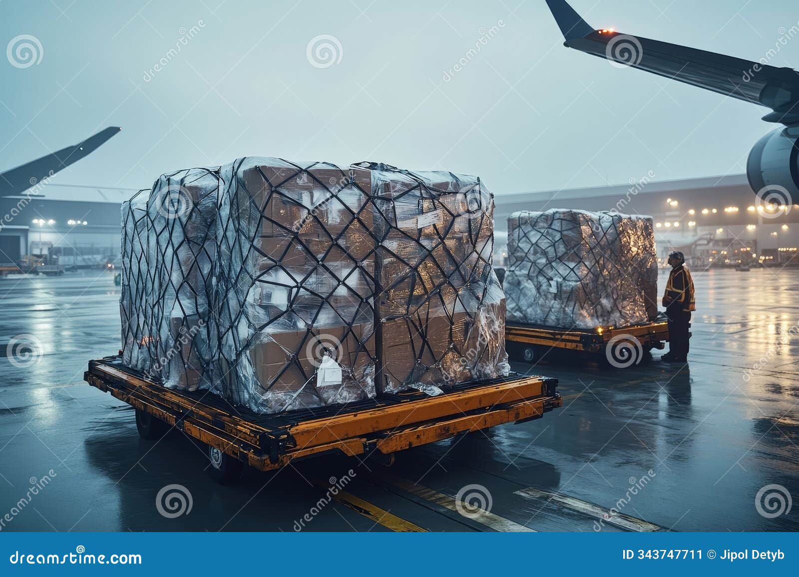 Air Cargo Freighter Loading Luggage. Stock Image - Image of aviation, ground: 343747711