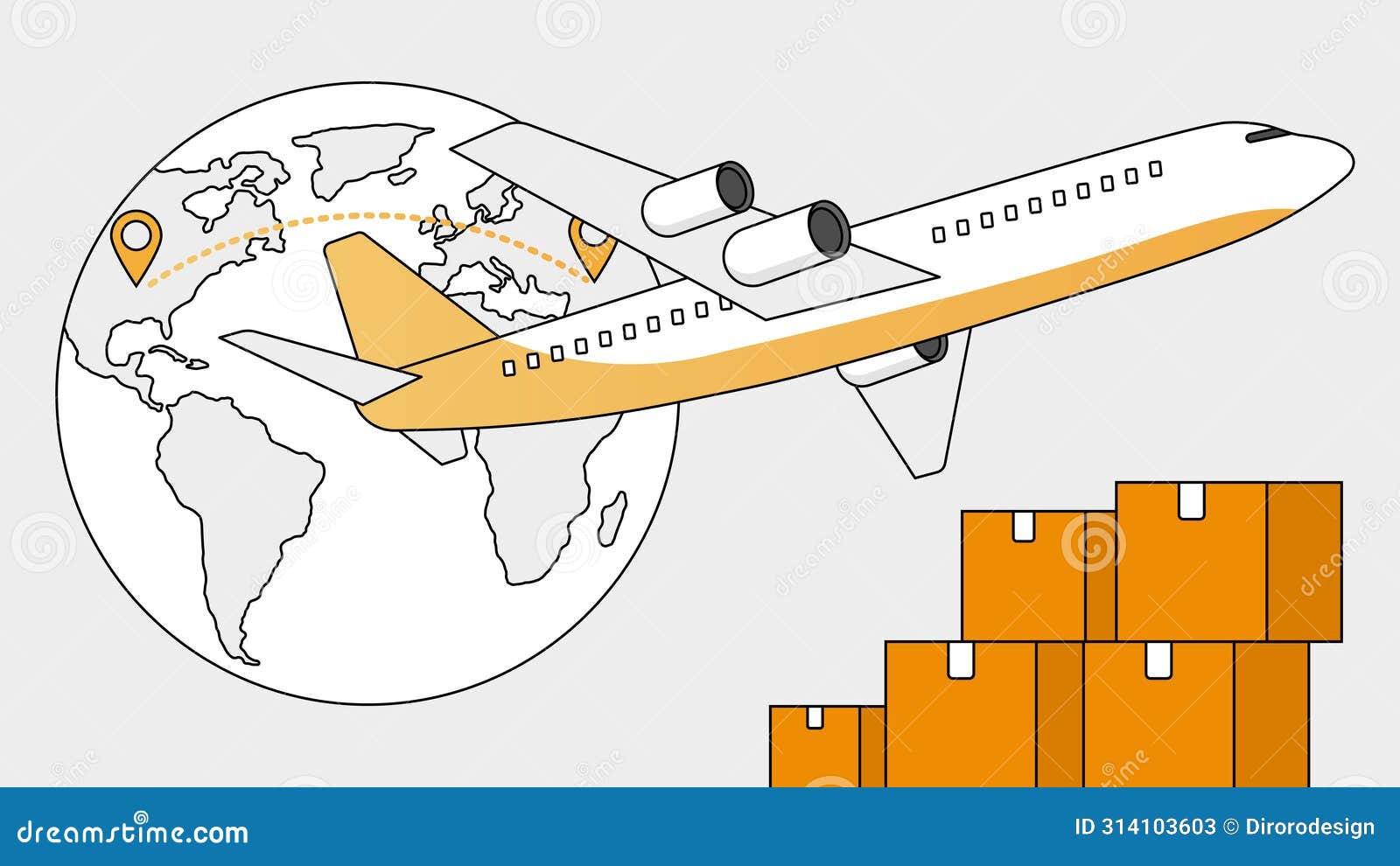 Air Cargo Transport with World Map Stock Vector - Illustration of ...