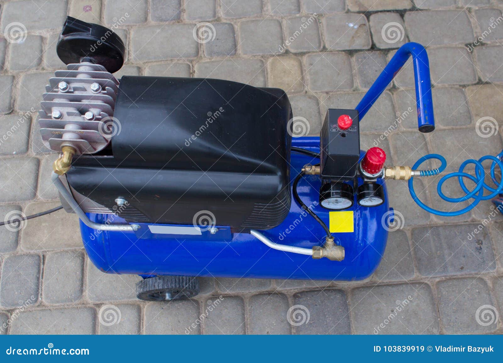 Air compressor blue stock image. Image of factory, cylinder - 103839919