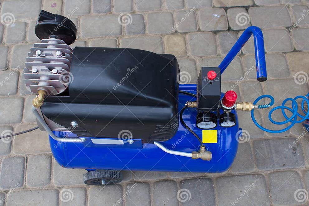 Air compressor blue stock image. Image of factory, cylinder - 103839919