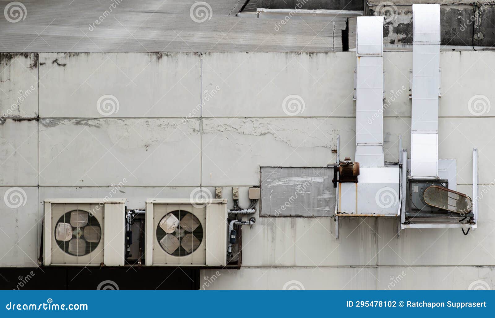 Air Compressor and Chimney Ventilation on Building Stock Photo - Image ...