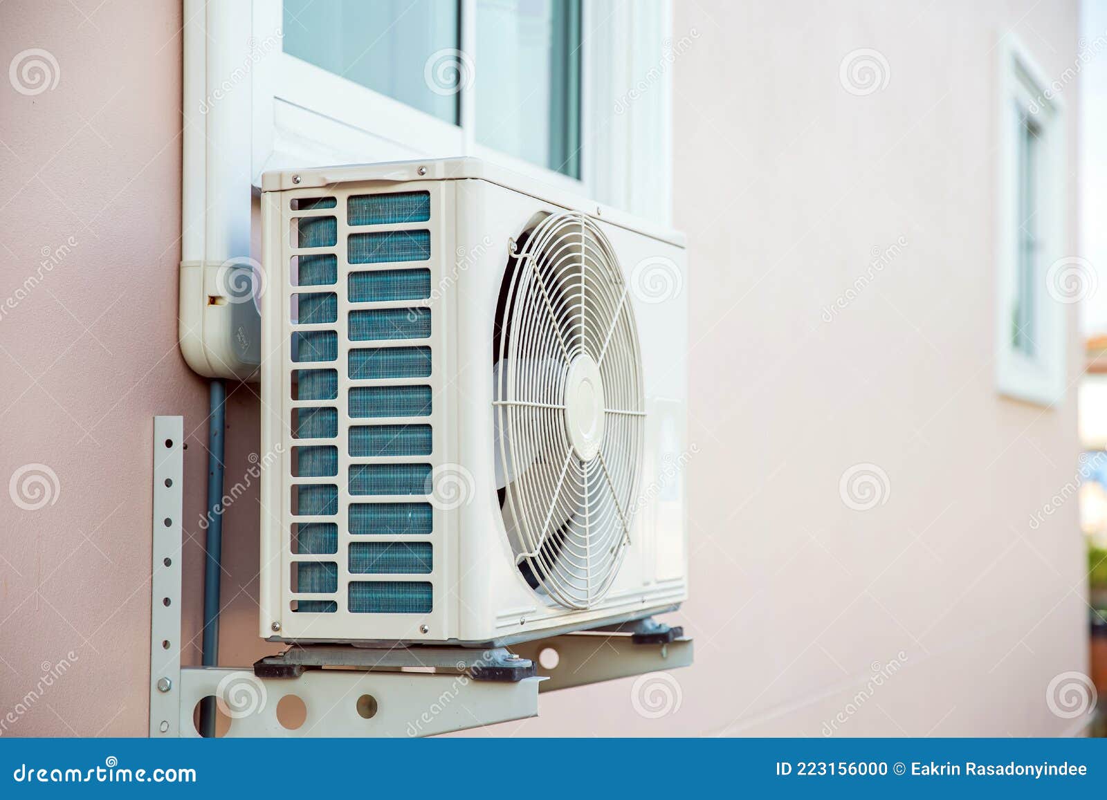 Close-up External Split Wall Type of Outdoor Home Air Conditioner Unit ...