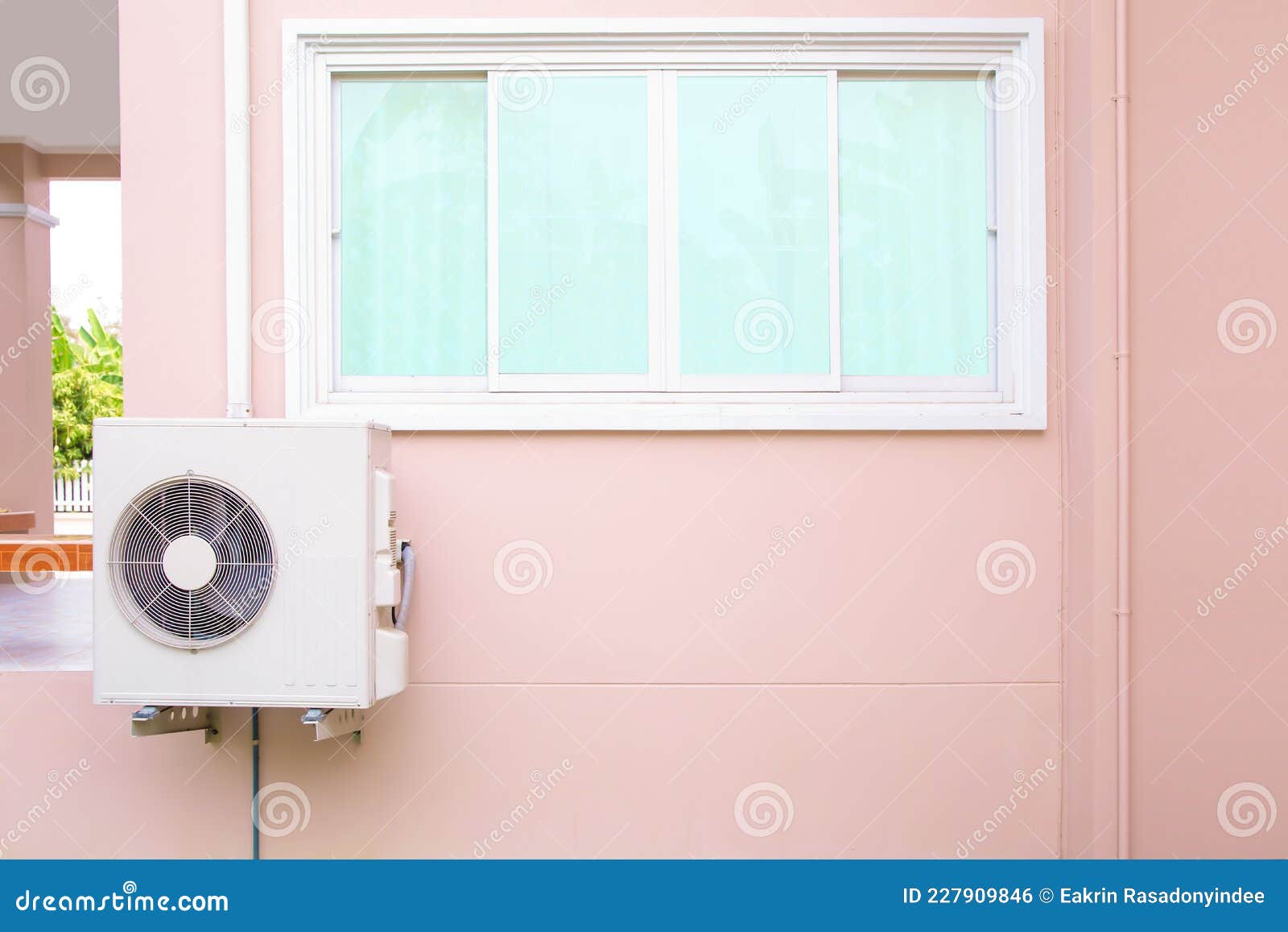 Close-up External Split Wall Type of Outdoor Home Air Conditioner Unit ...