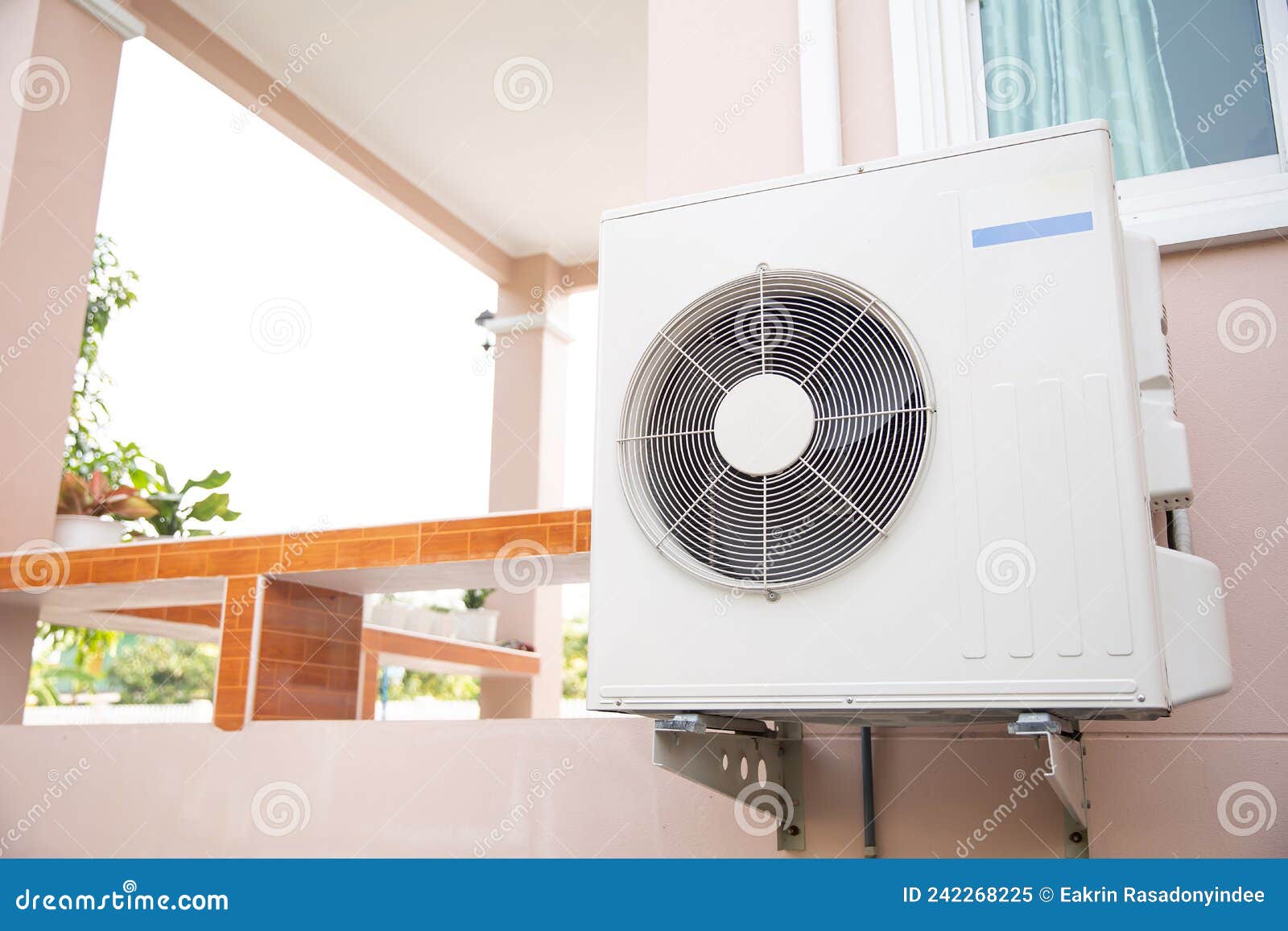 Close-up External Split Wall Type of Outdoor Home Air Conditioner Unit ...