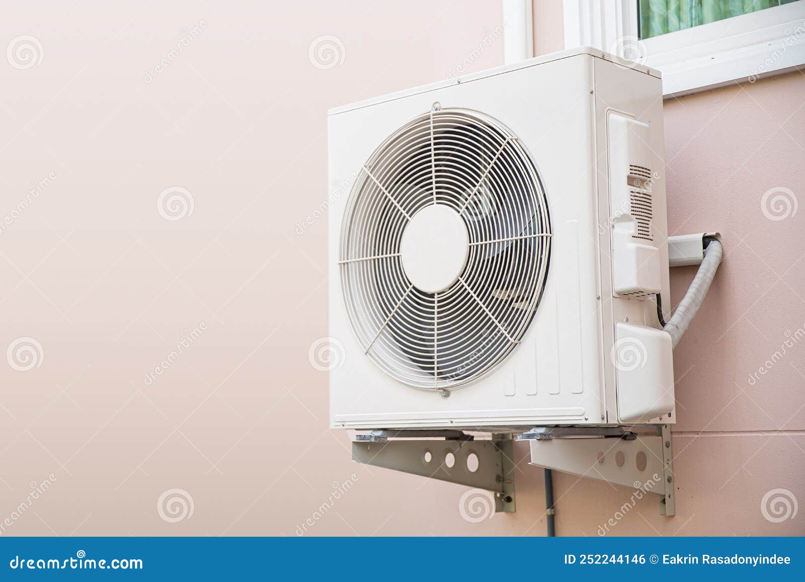 Air Compressor, Close-up Three External Split Wall Type of Outdoor Home ...