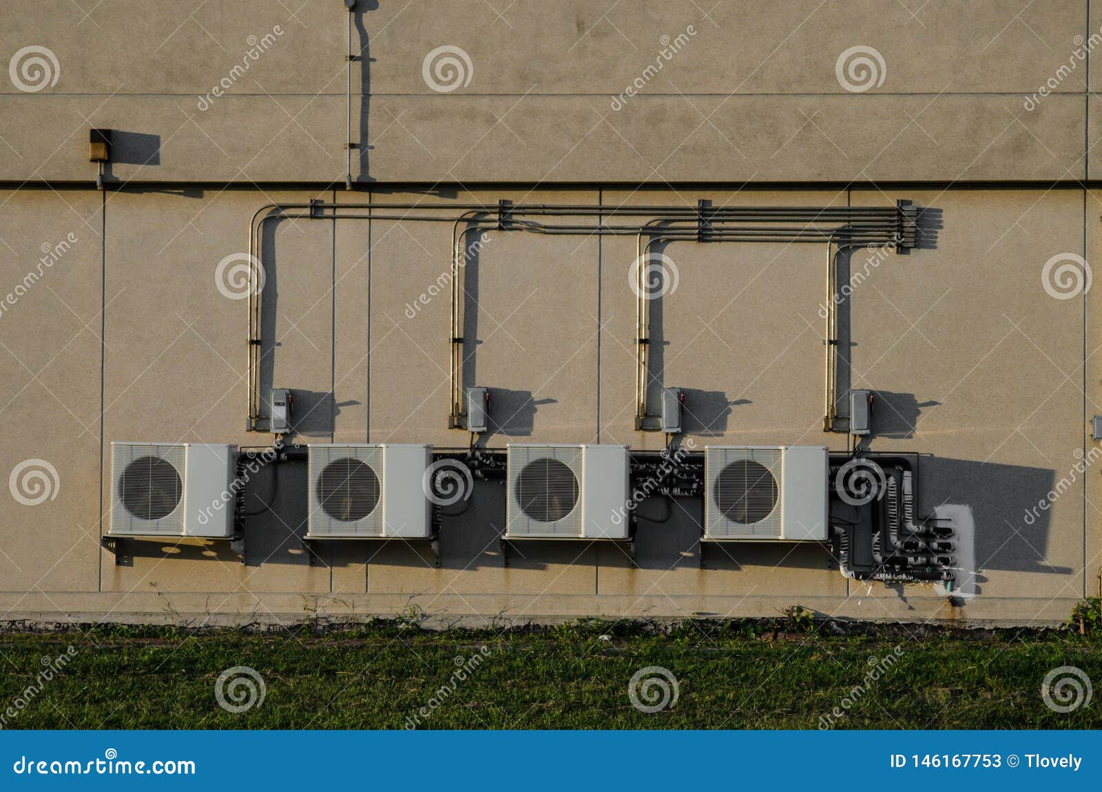 Air compressor on concrete stock image. Image of condenser - 146167753