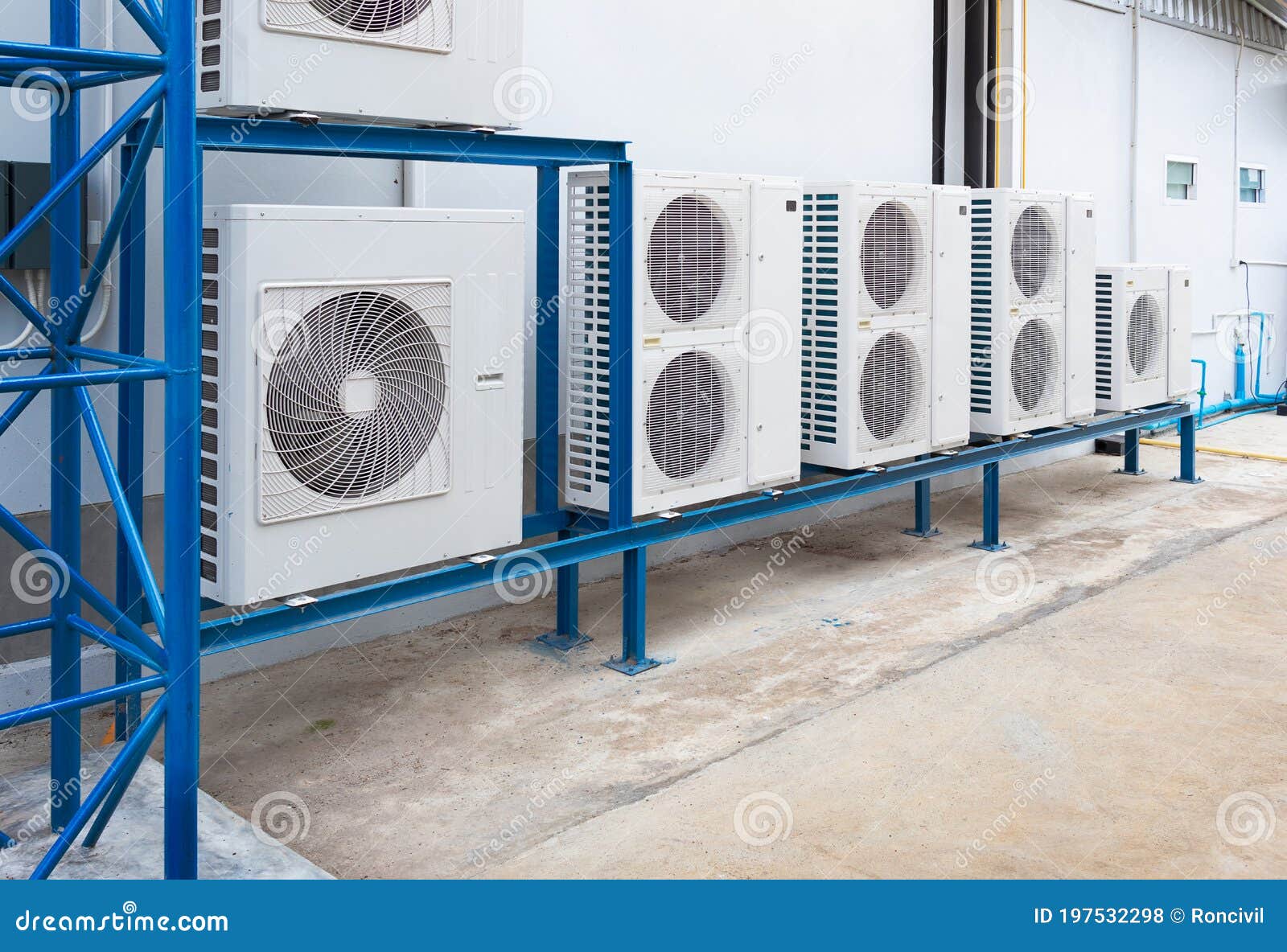 Air Compressor or Condenser Unit Outside Building Stock Photo - Image ...