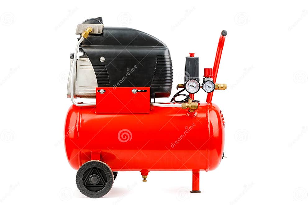 Air Compressor. an External Compressor. Industrial Compressor in Red on ...