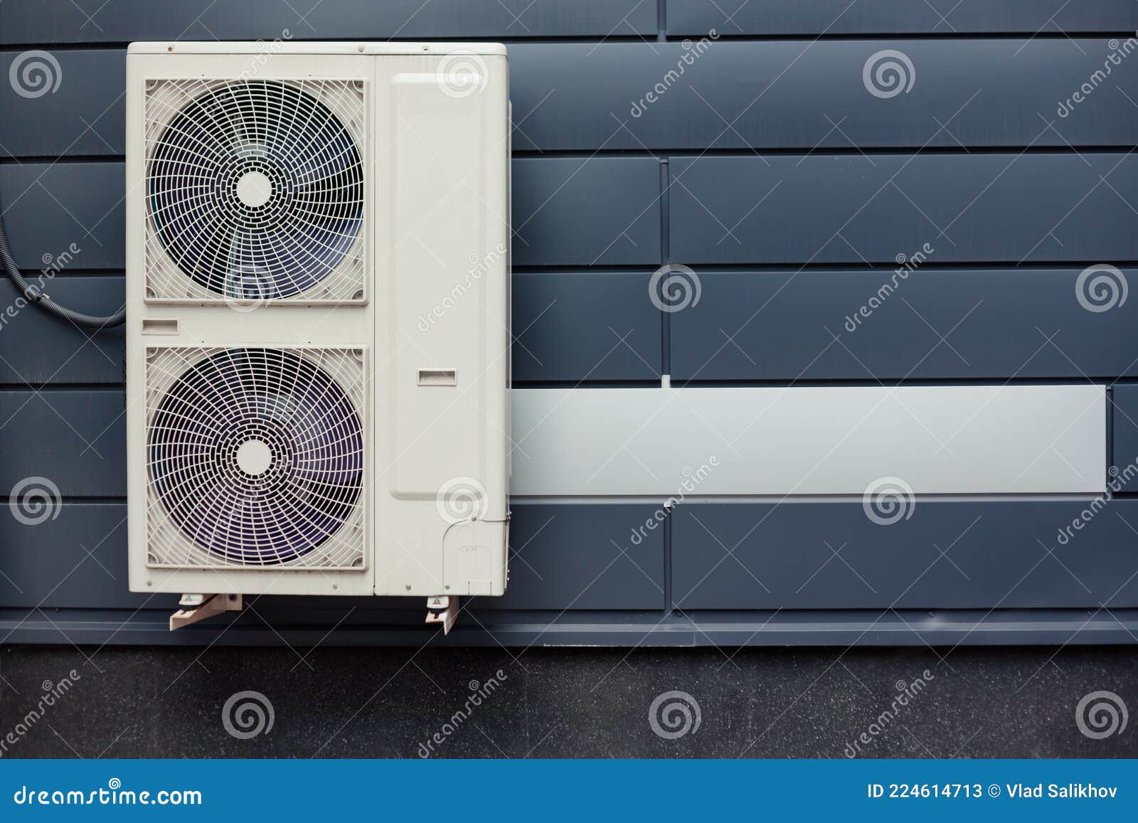 Air Compressor Installation on Metal Tiled Wall of Modern Building ...
