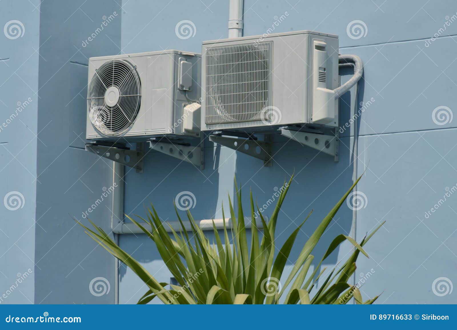 Air Compressor Installation on the Wall Stock Image - Image of ...