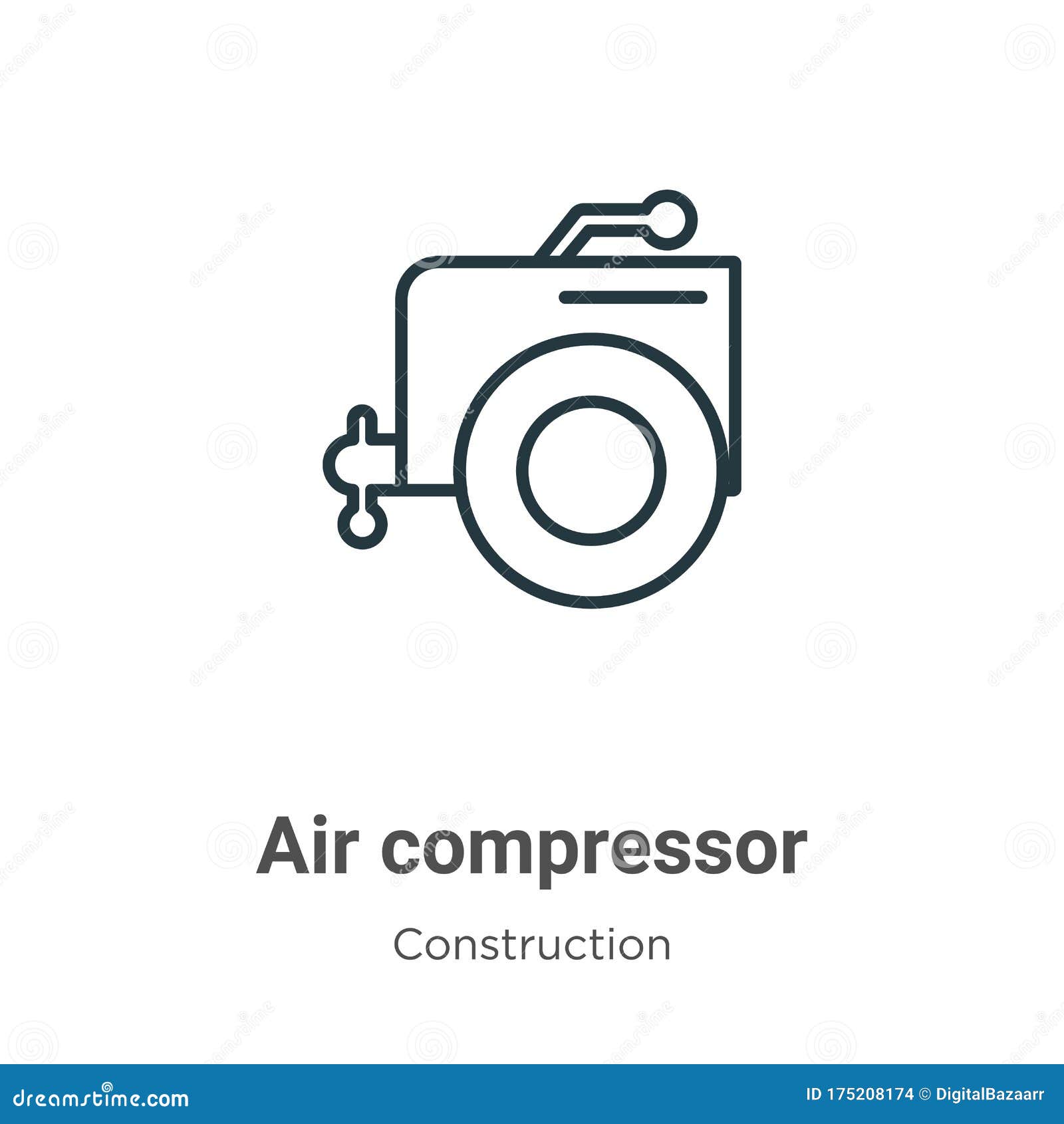 Air Compressor Outline Vector Icon. Thin Line Black Air Compressor Icon ...