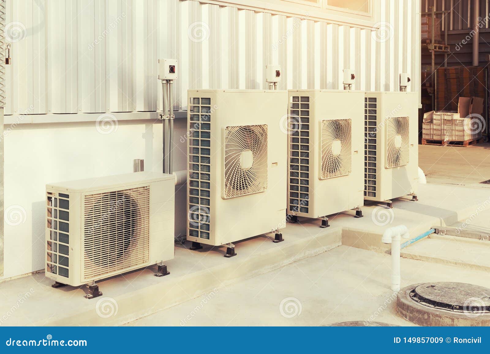 Air compressor outside stock image. Image of electric - 149857009