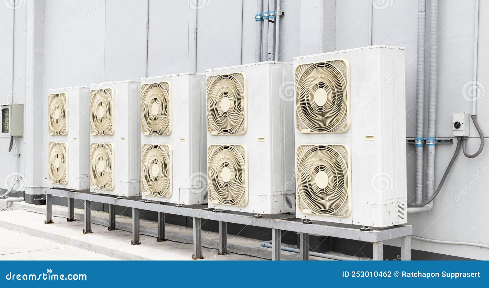 Air Compressor on Rooftop Building Stock Photo - Image of industry ...