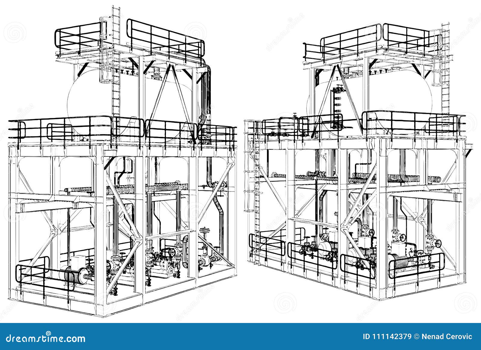 Air Compressor Technology Construction Illustration Isolated Vector ...
