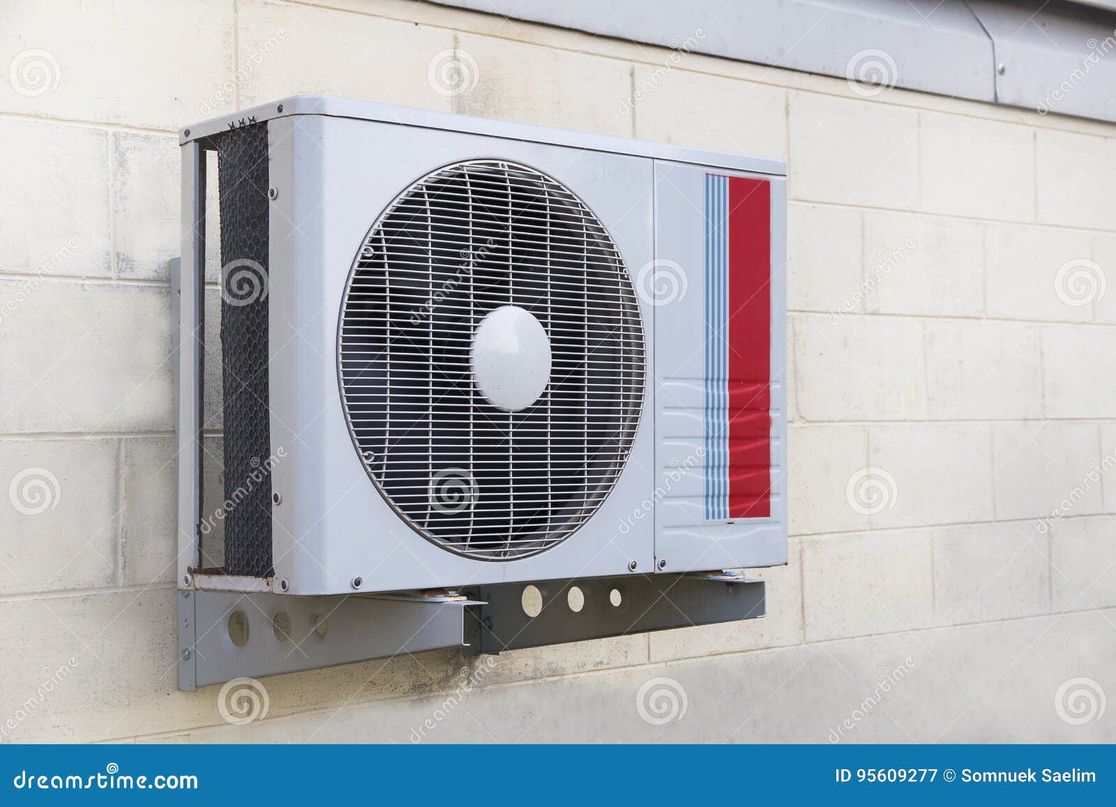 Air Compressor on Wall Pedestal with Siding Factory Wall Background ...