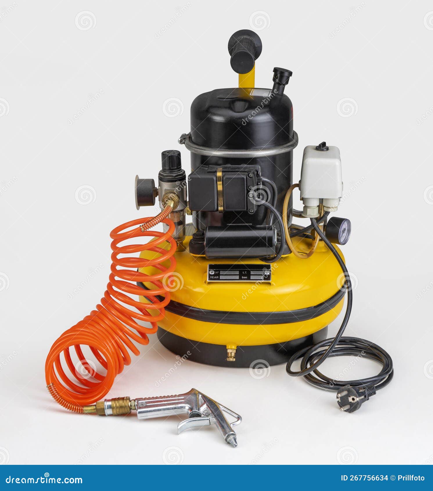 Air Compressor in White Back Stock Photo - Image of frontal, storage ...