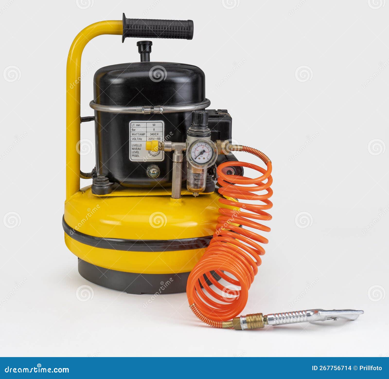 Air Compressor in White Back Stock Photo - Image of spraying, hose ...