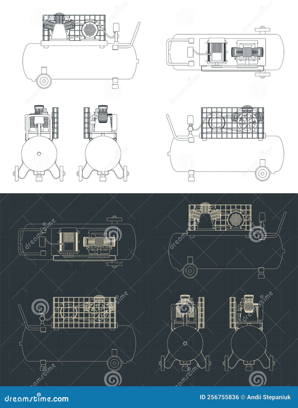 Air Compressors Isometric Blueprints Cartoon Vector | CartoonDealer.com ...