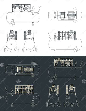 Air compressors blueprints stock vector. Illustration of industrial ...