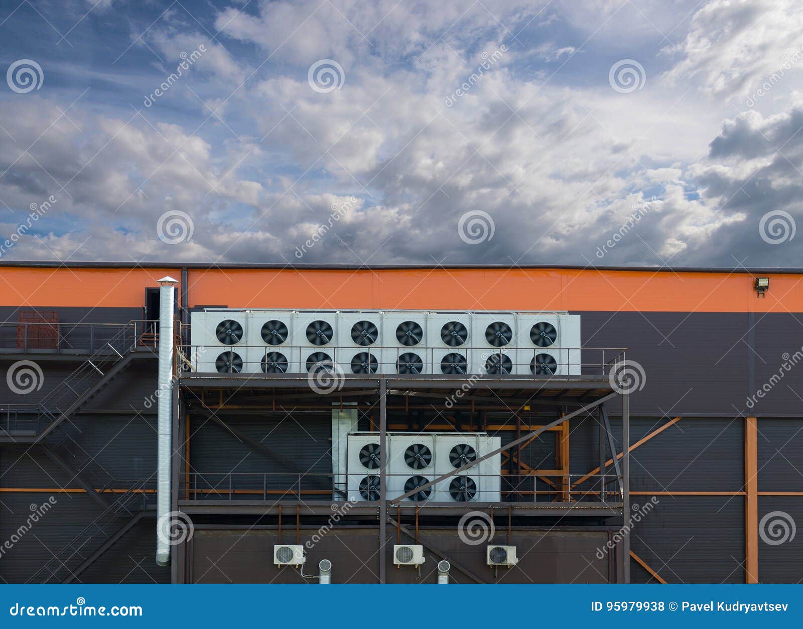 Air Compressors Installed on Industrial Building Outdoors Stock Photo ...