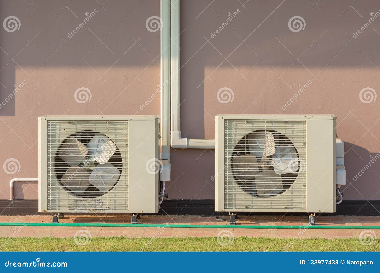 Air Compressors Installed on the Side of the House Stock Photo - Image ...