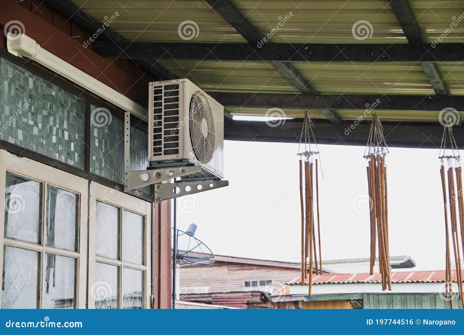 Air Compressors Installed on the Side of the House Stock Photo - Image ...