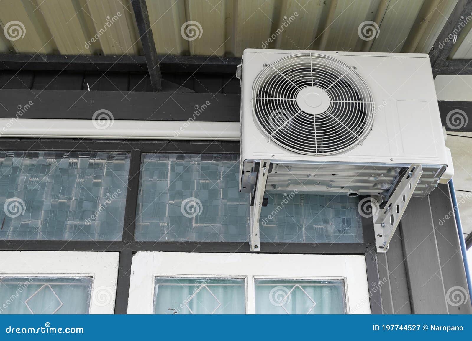 Air Compressors Installed on the Side of the House Stock Image - Image ...